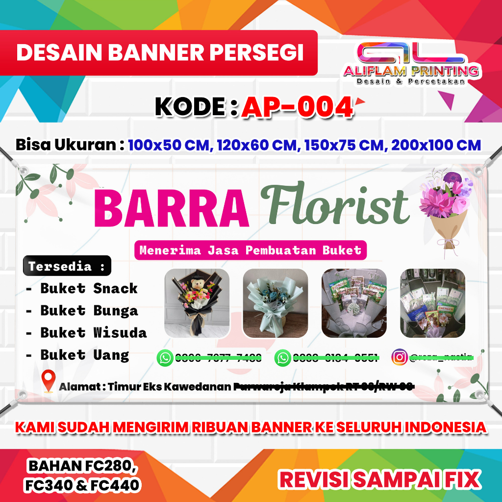 Jual CETAK BANNER/SPANDUK JUALAN BOUQUET | BANNER BUKET PERSEGI KODE AP ...