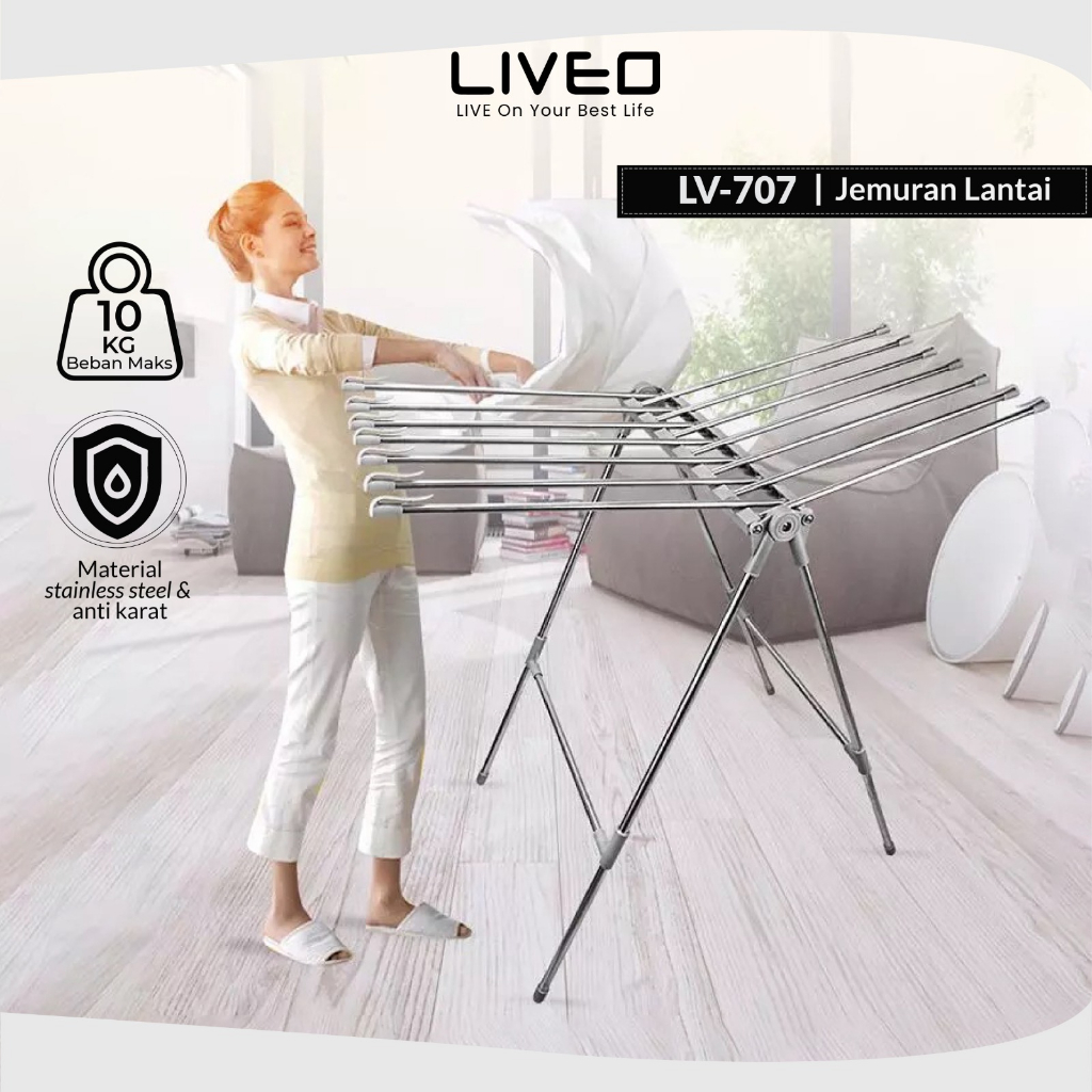 Jual LIVEO Jemuran Lipat Lantai Baju Liveo LV-707 / Liveo Double Wings Clothes Hanger | Shopee ...
