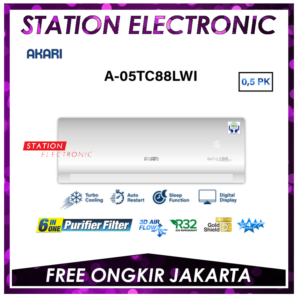 Jual AC AKARI AIR CONDITIONER A-05TC88LWI 1/2 PK AC LOW WATT 05TC88 | Shopee Indonesia