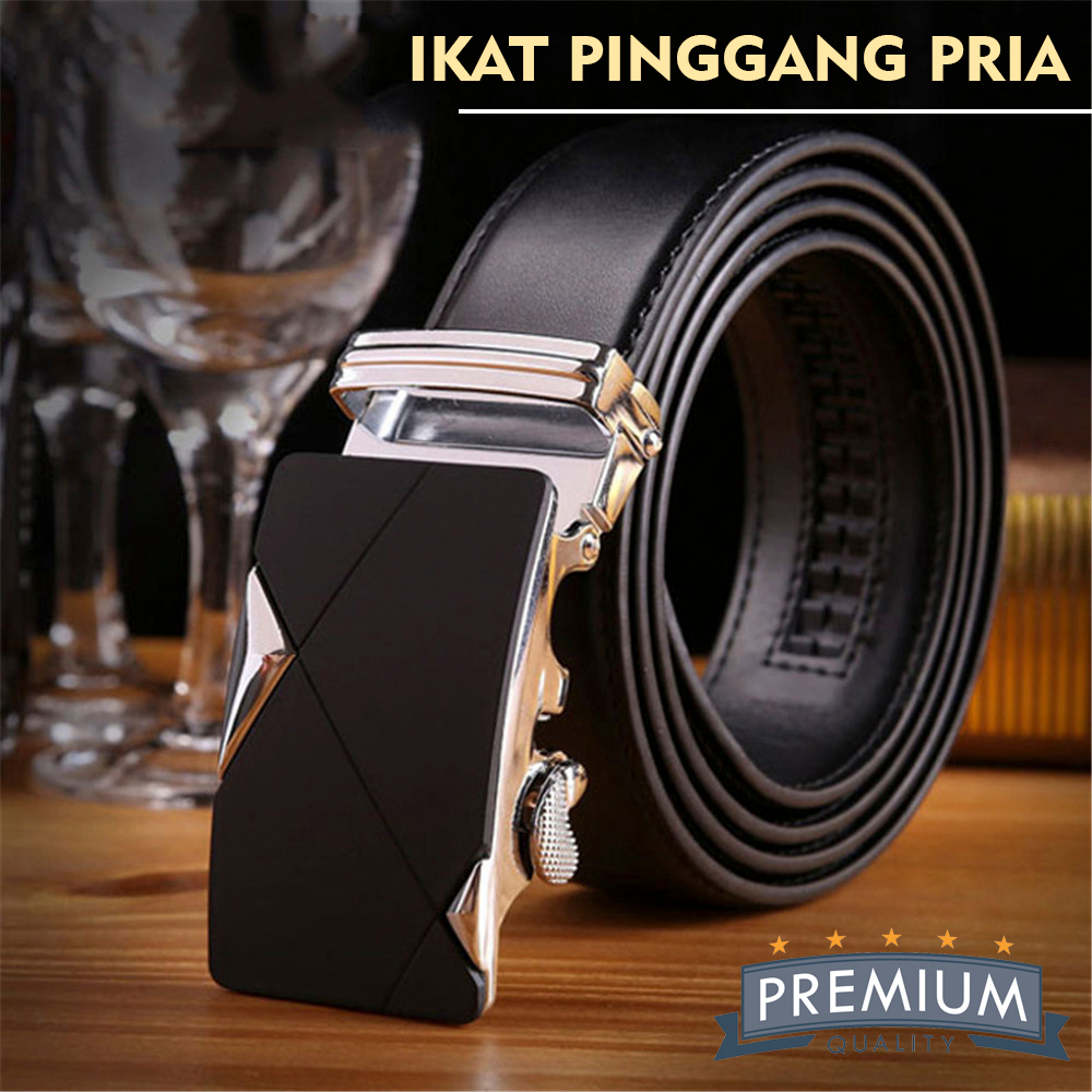 Jual Tali Ikat Pinggang Pria Kulit Premium Belt 125cm Casual PU Leather ...