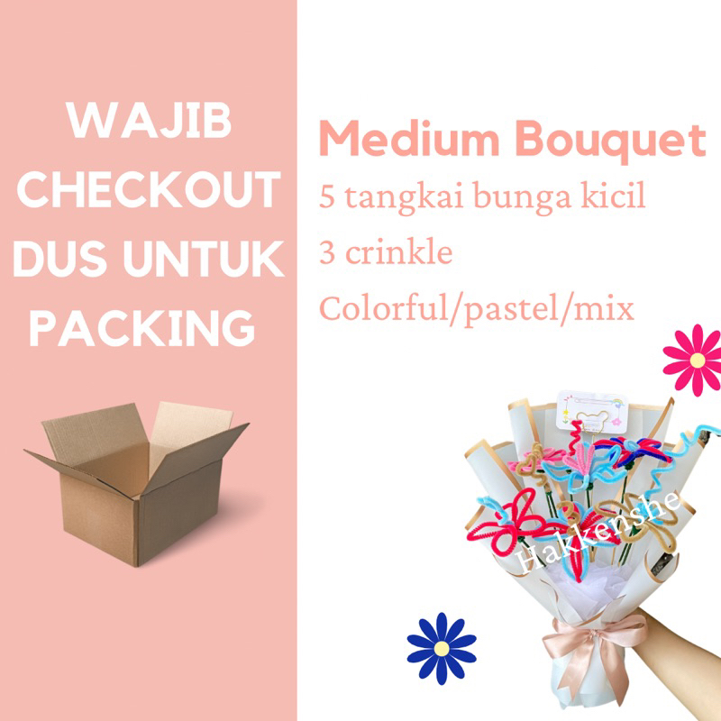 Jual Medium Bouquet Basic (Buket Bunga Kawat Bulu) | Shopee Indonesia