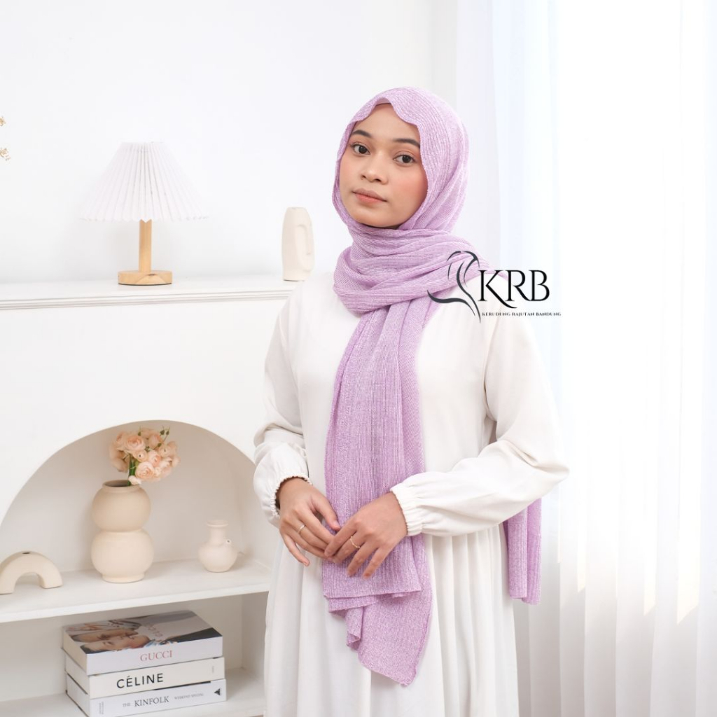 Jual KRB | Pashmina Gliter Rajut UNGU - TARO - LILAC - TARO BARU - NILA ...