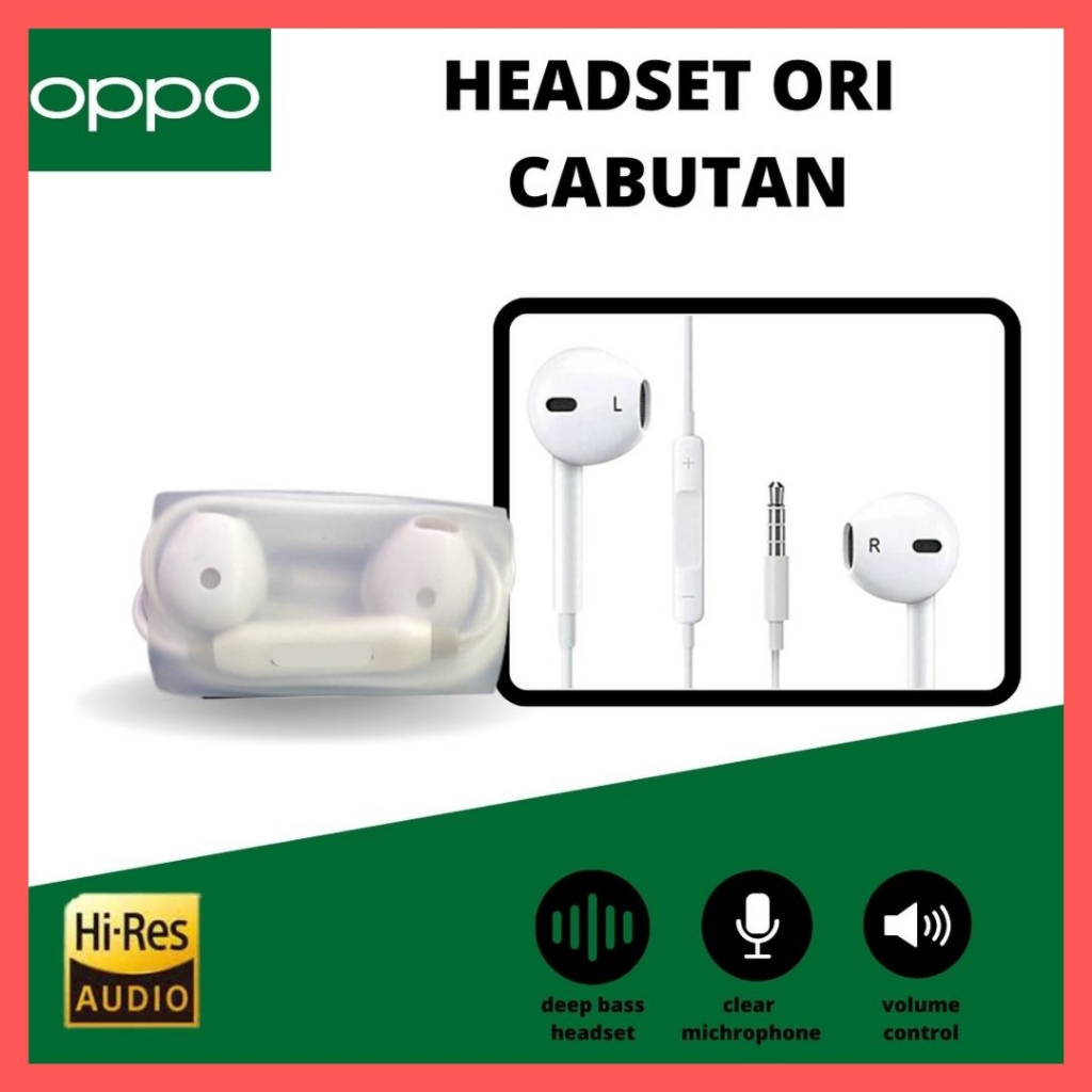 Jual HEADSET / HANDSFREE ORI CABUTAN OPPO + MIC bisa di buat pakai ...