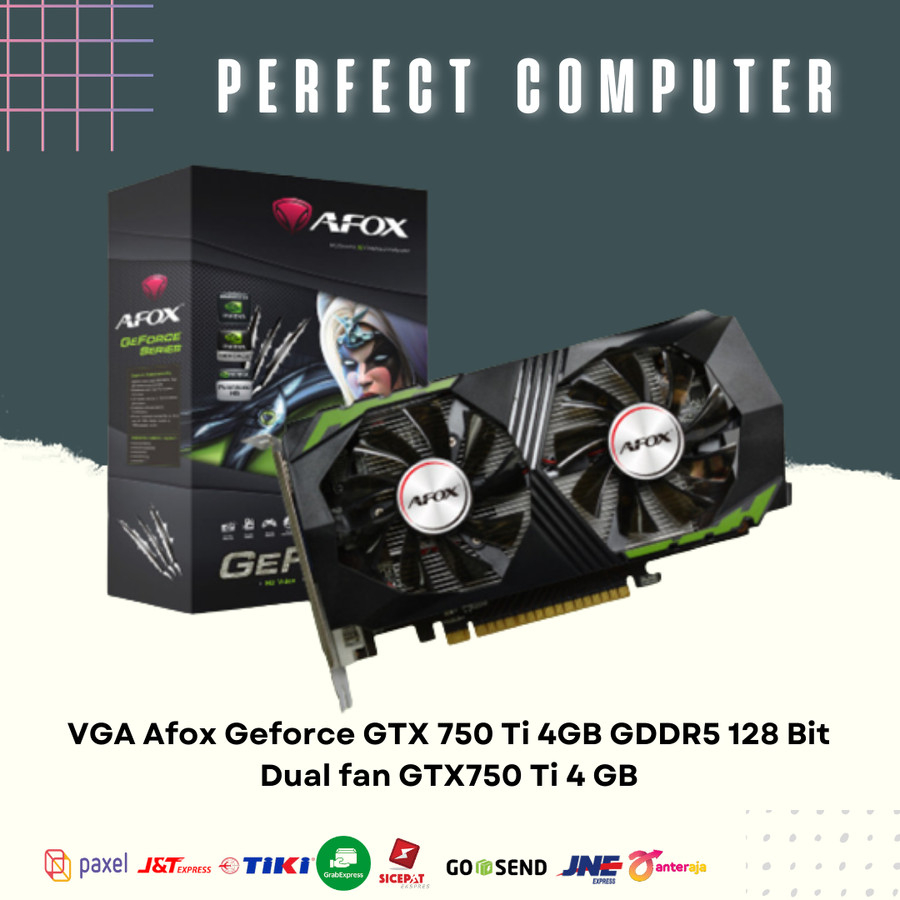 Jual VGA Afox Geforce GTX 750 Ti 4GB GDDR5 128 Bit Dual fan GTX750 Ti 4 ...