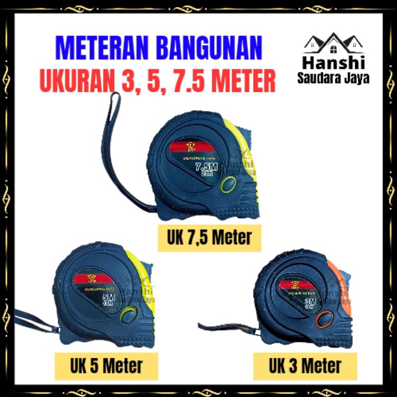 Jual Meteran Tukang Bangunan Berkualitas Ukuran 3M 5M 7.5 Meter Merk ...