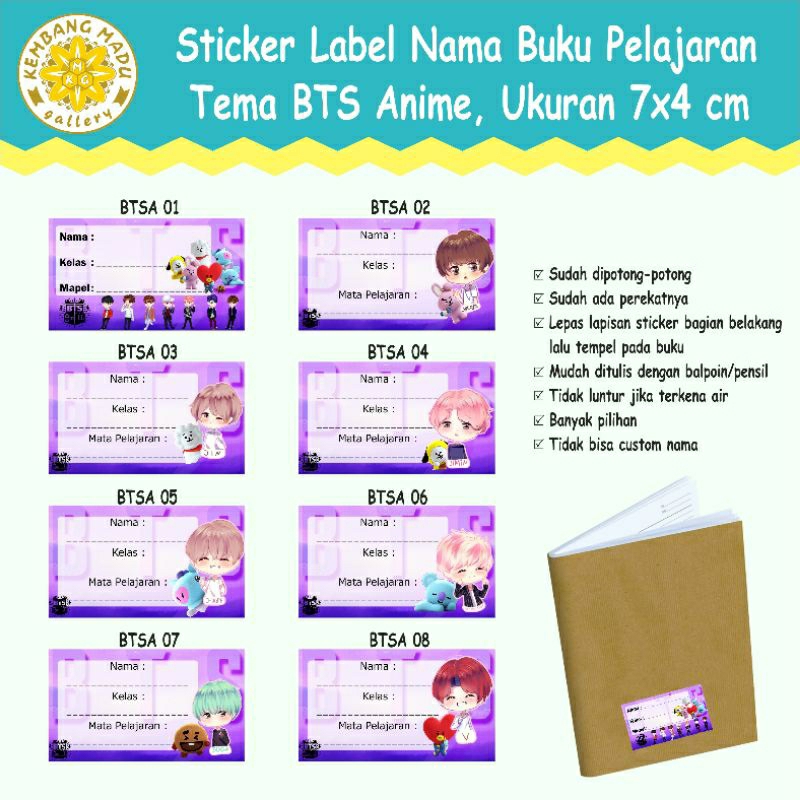 Jual Sticker Label Nama Buku Pelajaran Tema BTS | Shopee Indonesia