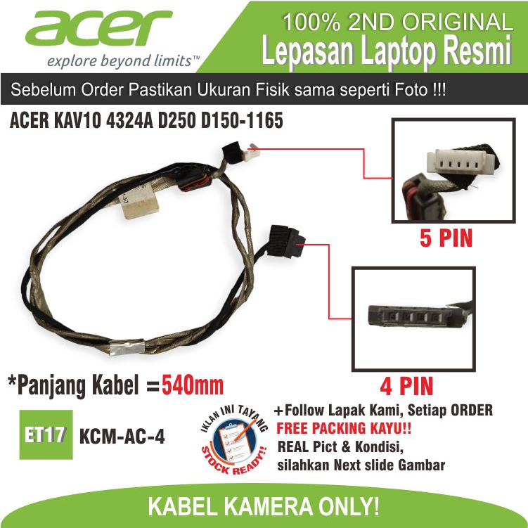 Jual ET17 KCM-AC-4 Kabel Webcam Notebook Cable Lensa Youcam Netbook ...