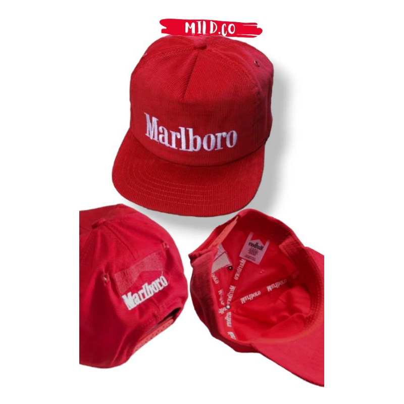 Jual Topi Vintage Six Panel Corduroy Marl-boro Merah Skate logo putih ...