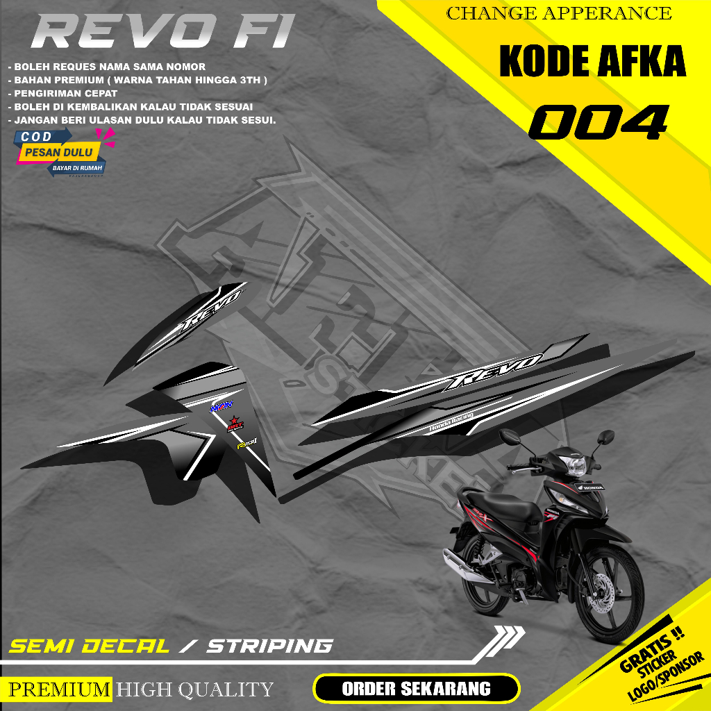 Jual Variasi Striping Sticker MOTIF Motor HONDA REVO FI-Desain Motif ...