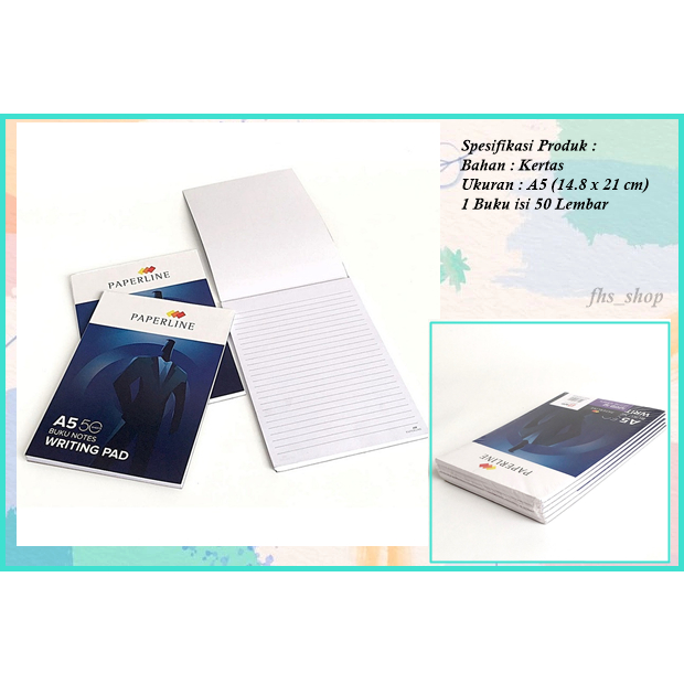 Jual Buku Note Bergaris Block Note Writing Pad Paper Line Ukuran A5 Isi ...