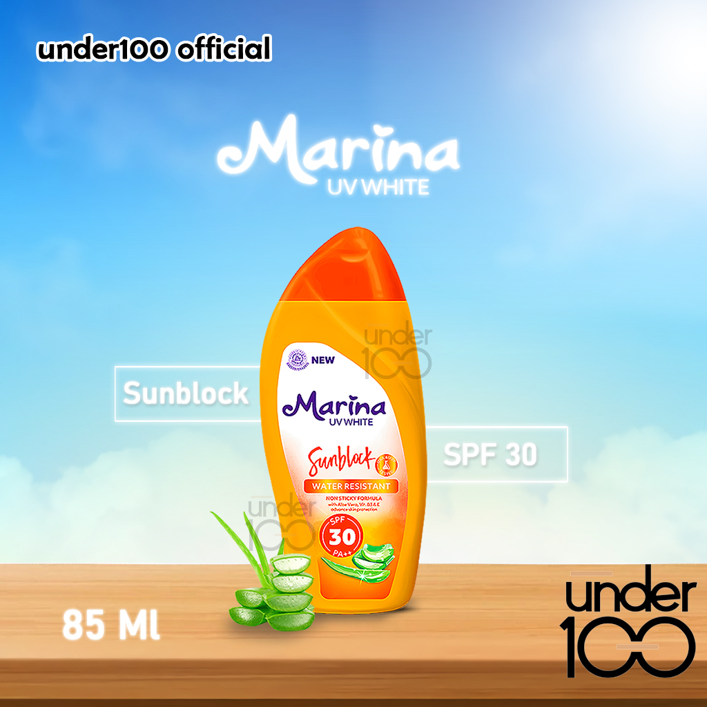 Jual Under100 Marina UV White Sunblock SPF 30 85ml | UV White Extra SPF ...