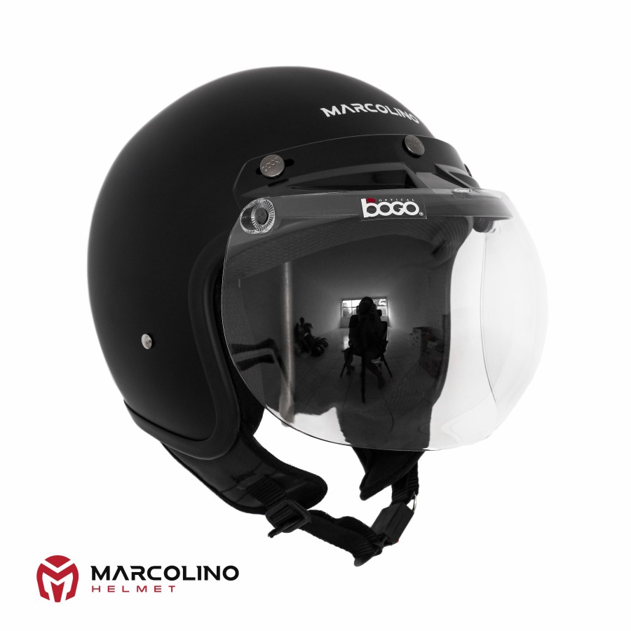 Jual Helm Bogo Retro Marcolino Black / Hitam Doff SNI Bogo Original ...