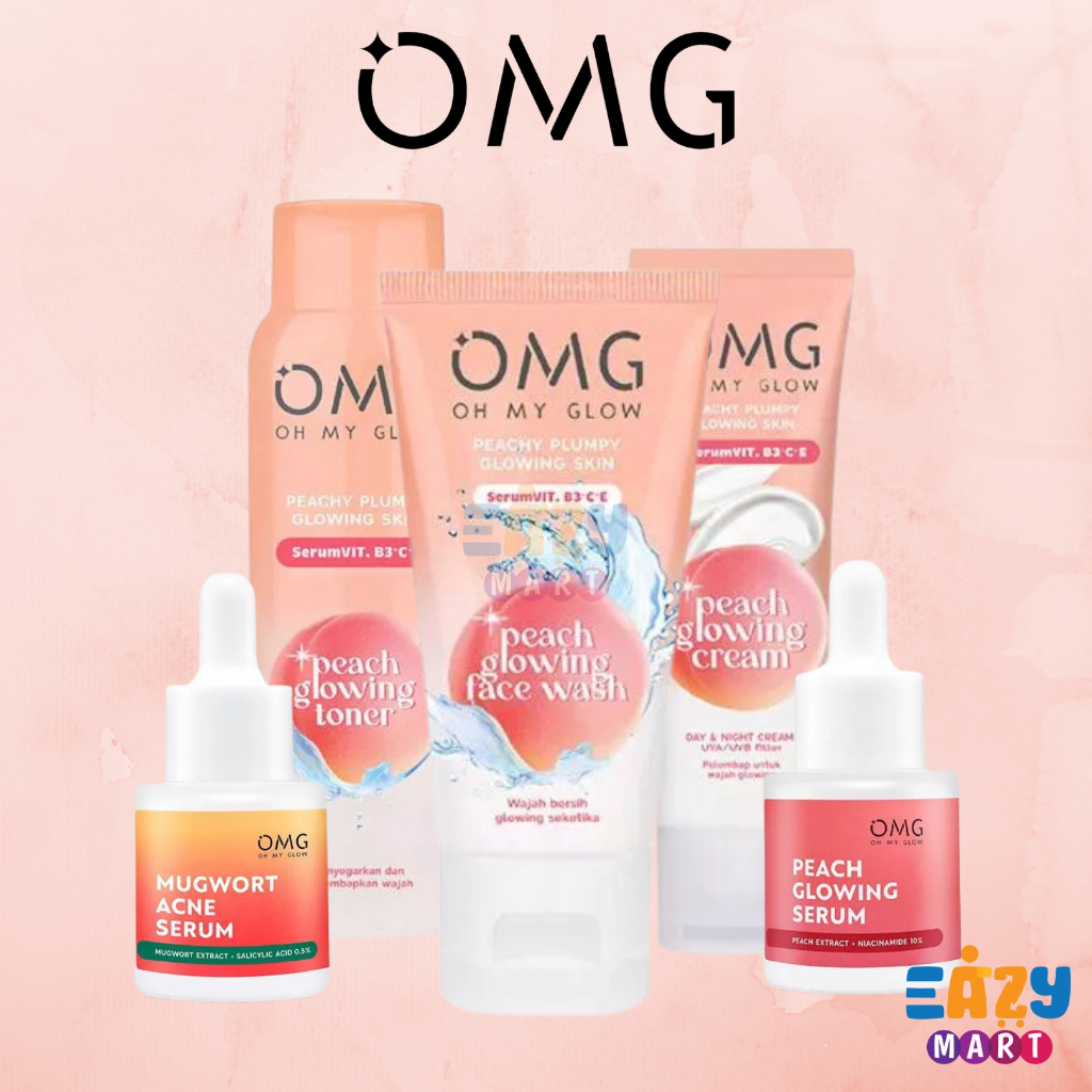 Jual OMG Peach Glowing Series | Face Wash Cream Toner Serum | Shopee ...