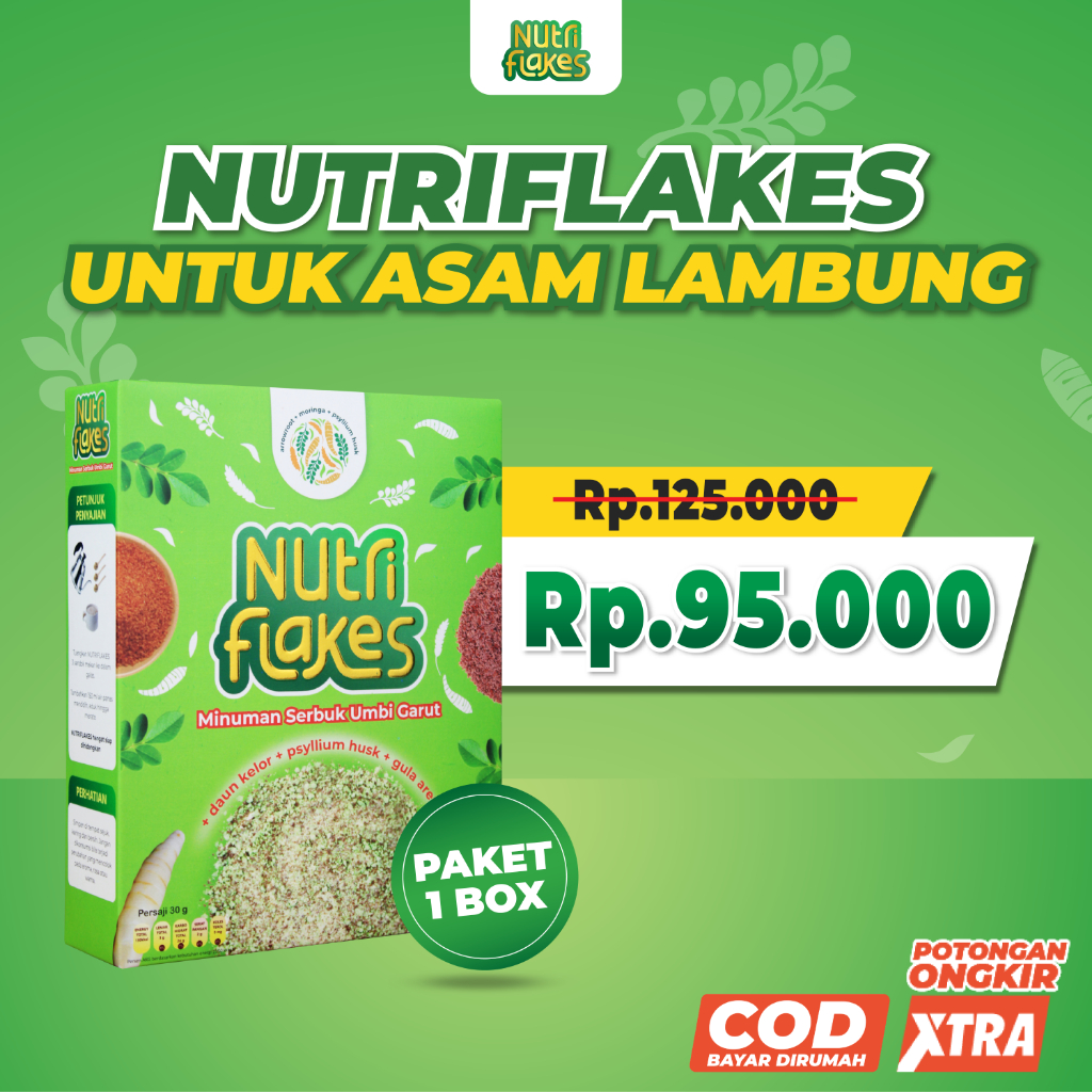 Jual Nutriflakes Sereal Umbi Garut Asam Lambung Ampuh Mengatasi Asam Lambung, Maag, Gerd 1 Box ...