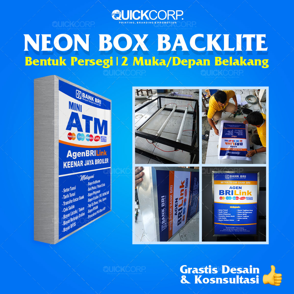 Jual Neon Box Bahan Backlite, 2 Muka, Bentuk Persegi, Gratis Desain ...
