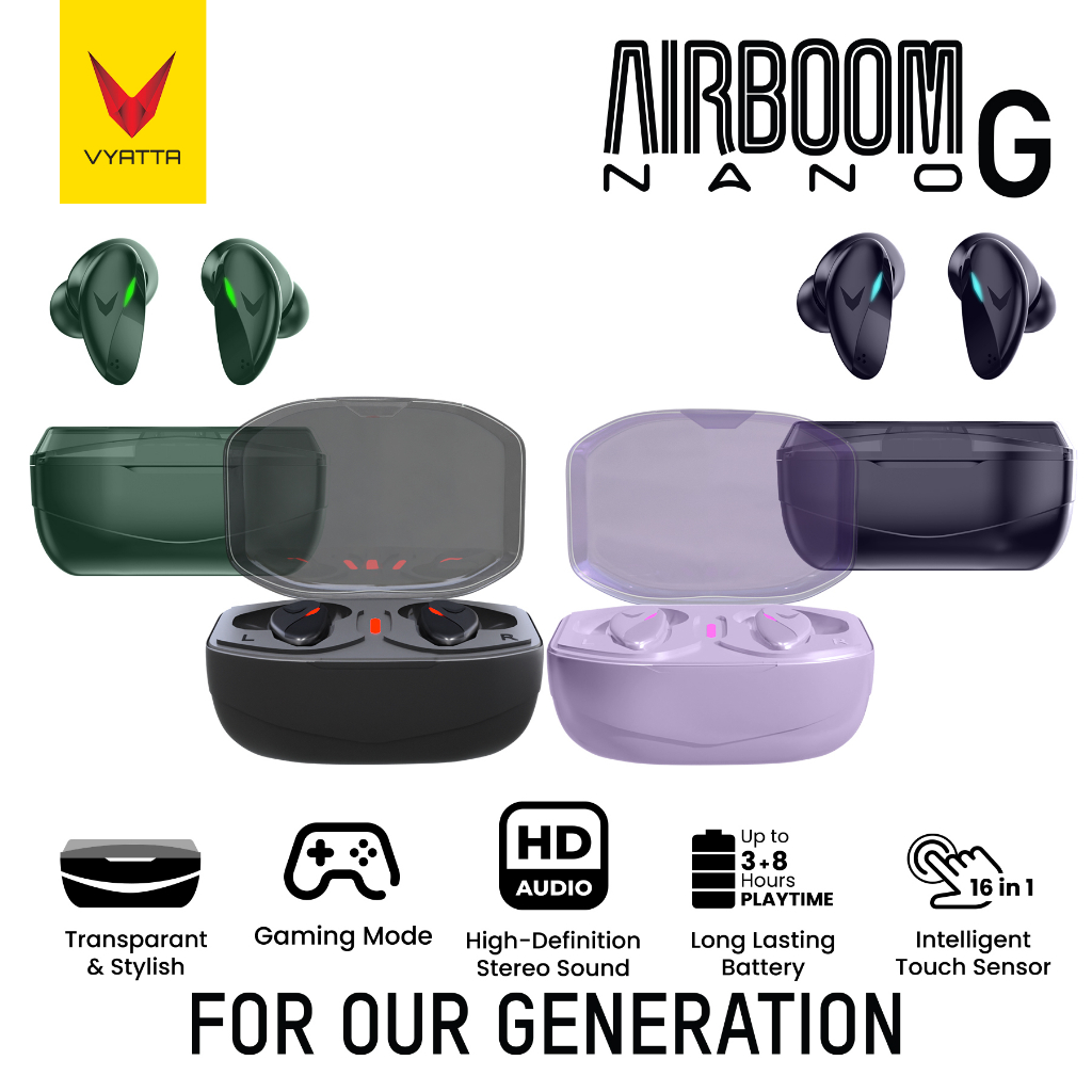 Jual VYATTA AIRBOOM NANO G TWS BLUETOOTH HEADSET EARPHONE GAMING ...