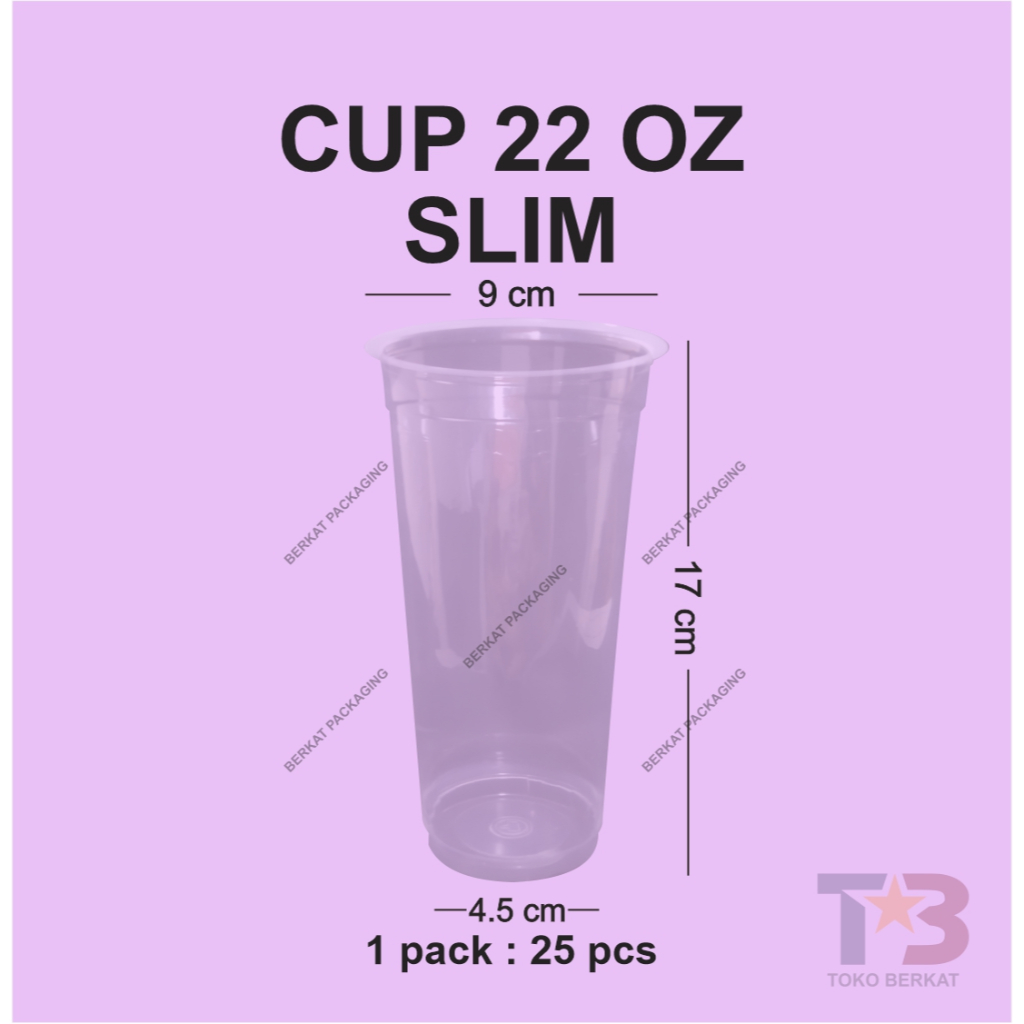 Jual Cup Plastik 22 Oz Slim isi 25 pcs TANPA TUTUP / Cup Ice 660ml / Gelas Plastik / Cup Es Teh ...