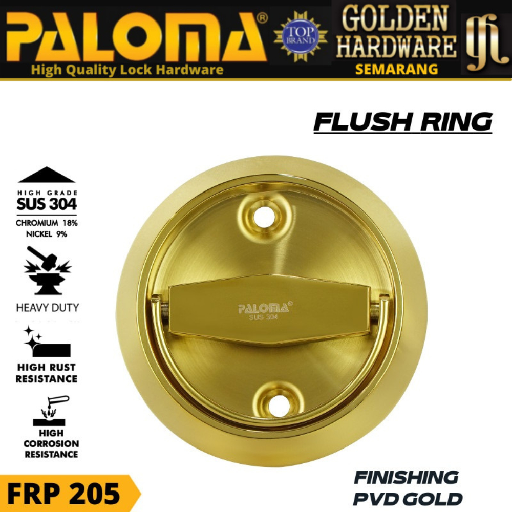 Jual PALOMA FLUSH RING FRP 205 GAGANG PINTU SHAFT DOOR GOLD EMAS PVD ...