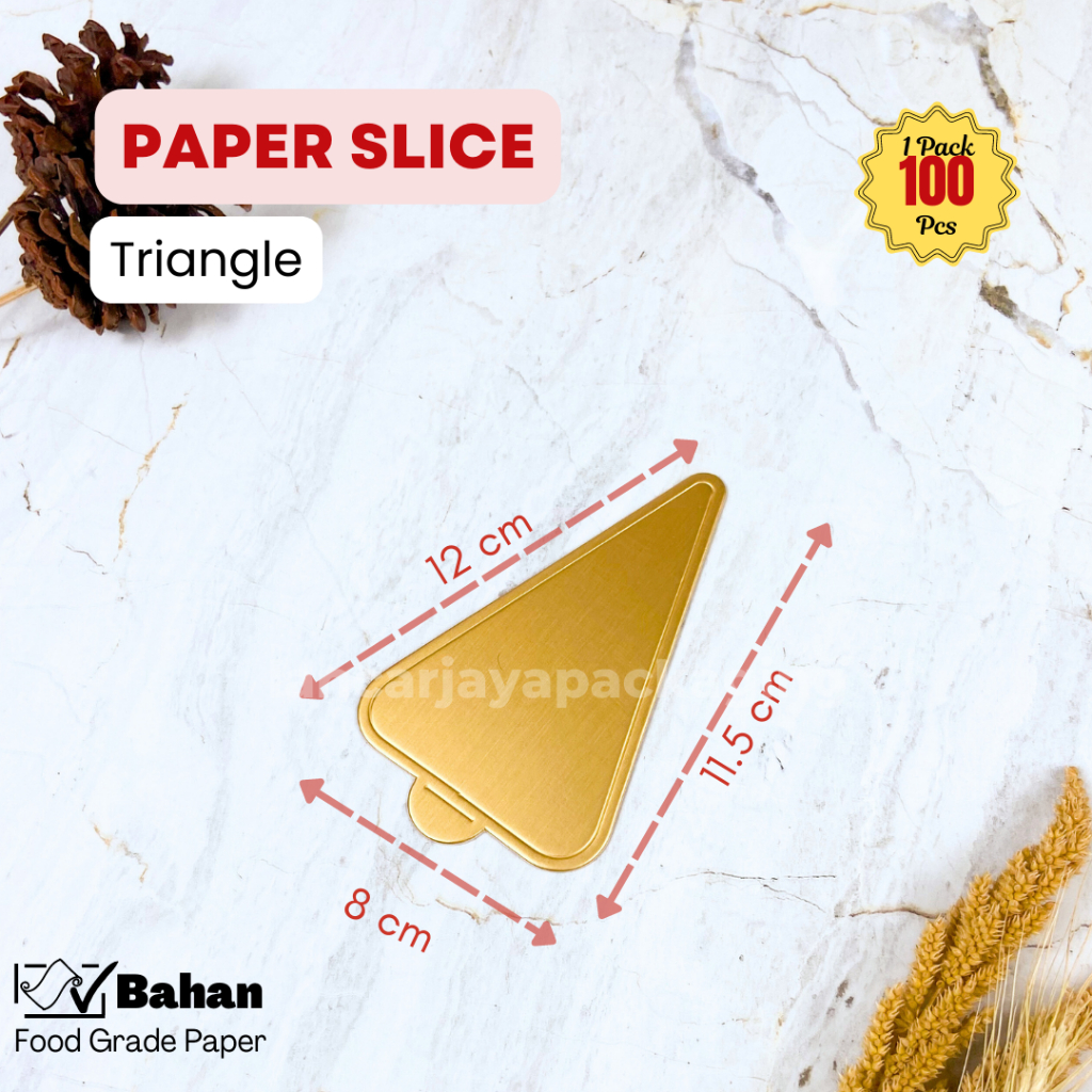 Jual [25 PCS] Paper Slice Tray Kue Cake Gold Nampan Kertas Segitiga ...