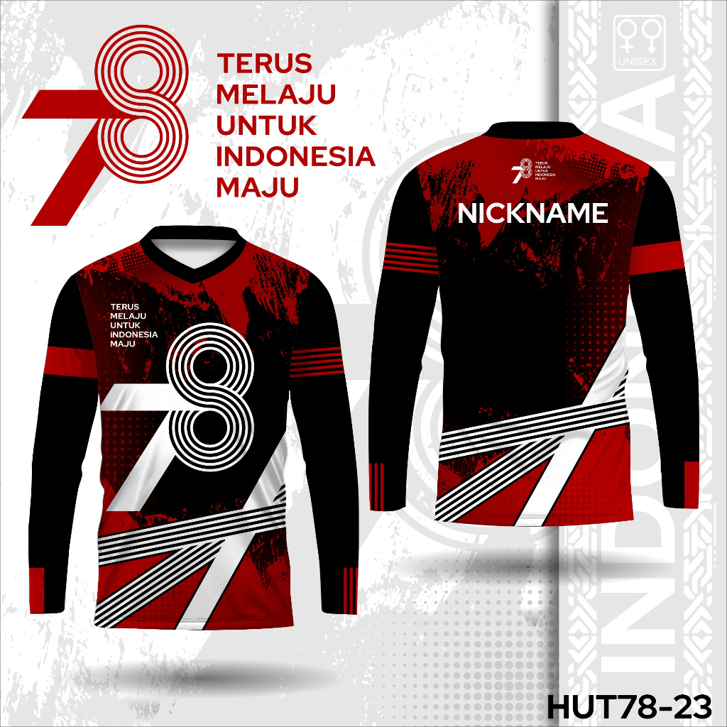 Jual Baju hut kemerdekaan ri ke 78 tahun 2023 kaos 17 an dirgahayu indonesia lengan panjang ...