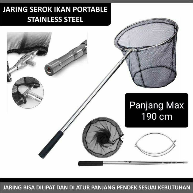 Jual Serokan Jaring Ikan Telescopic Net Aluminium | Shopee Indonesia