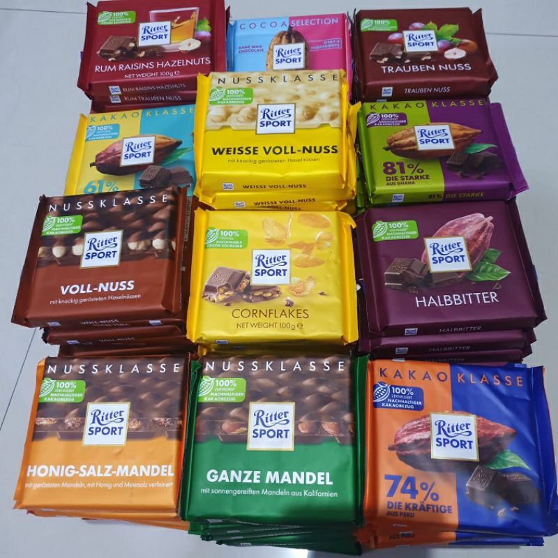 Jual Coklat Ritter Sport 100 gr made in Germany | Shopee Indonesia