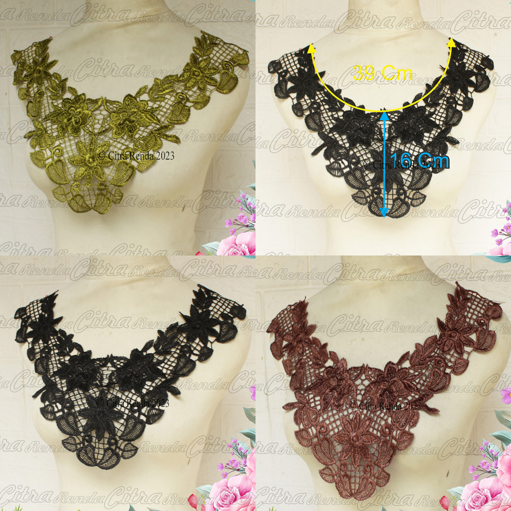 Jual (Per Pcs) AP533 Aplikasi Kerah Bordir Patch Leher / Renda Leher ...