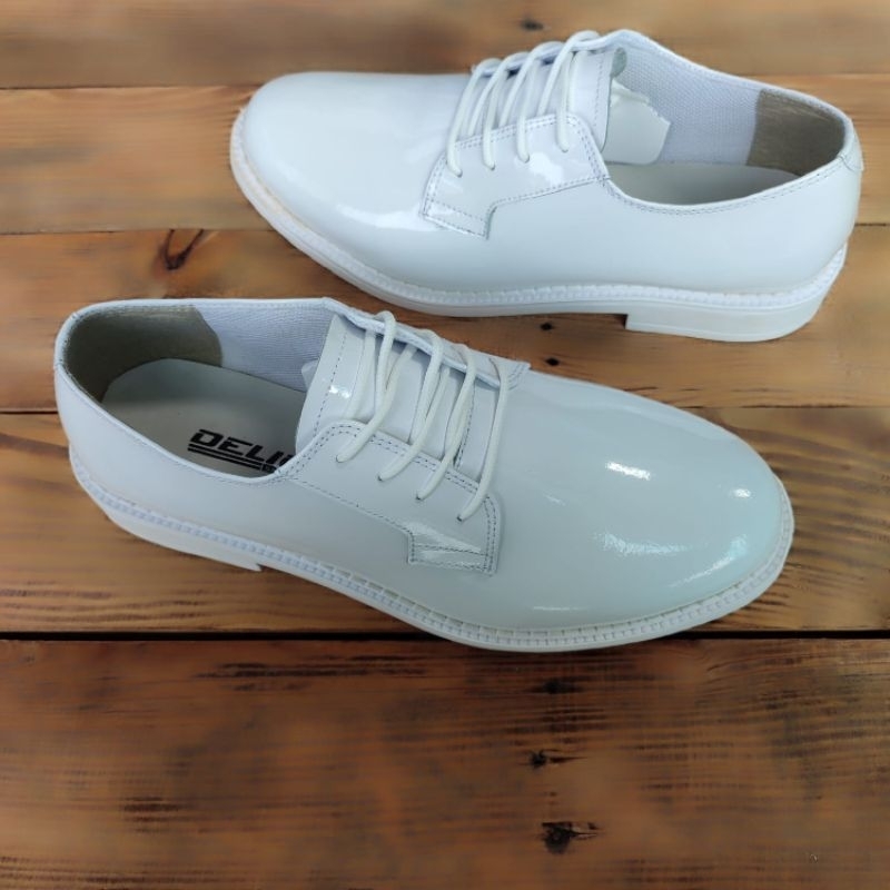 Jual Sepatu pdh model jatah tnipolri putih delie/Sepatu pdu pria dinas ...