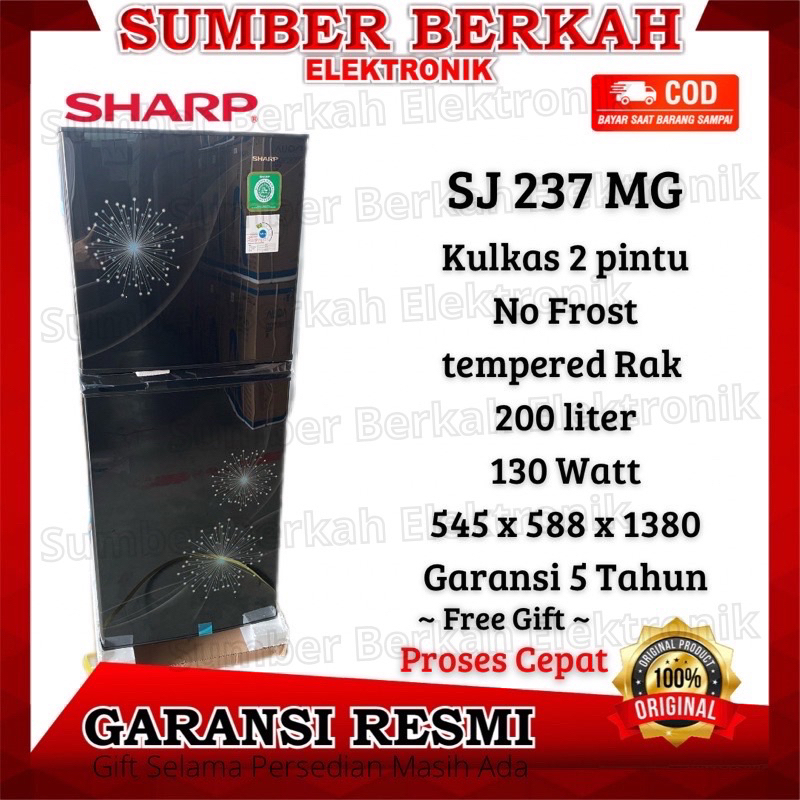 Jual Kulkas Sharp Shine sj 237 MG kulkas 2 pintu 200 liter murah ...