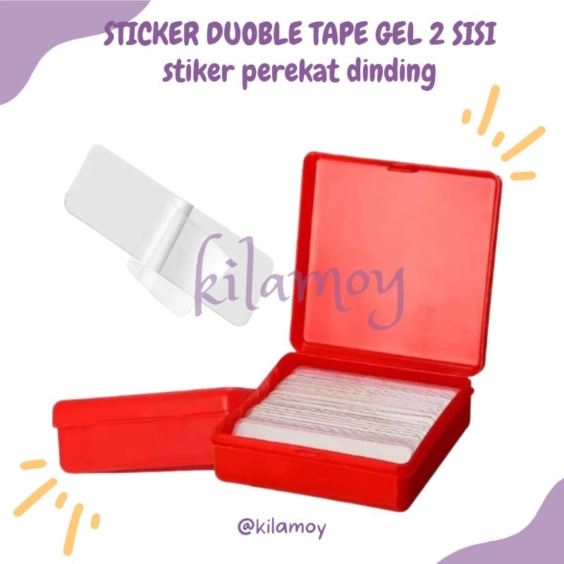 Jual Sticker Double Tape Gel 2 Sisi 1 Box Isi 60 pcs Isolasi Bening/ Stiker Perekat Dinding ...