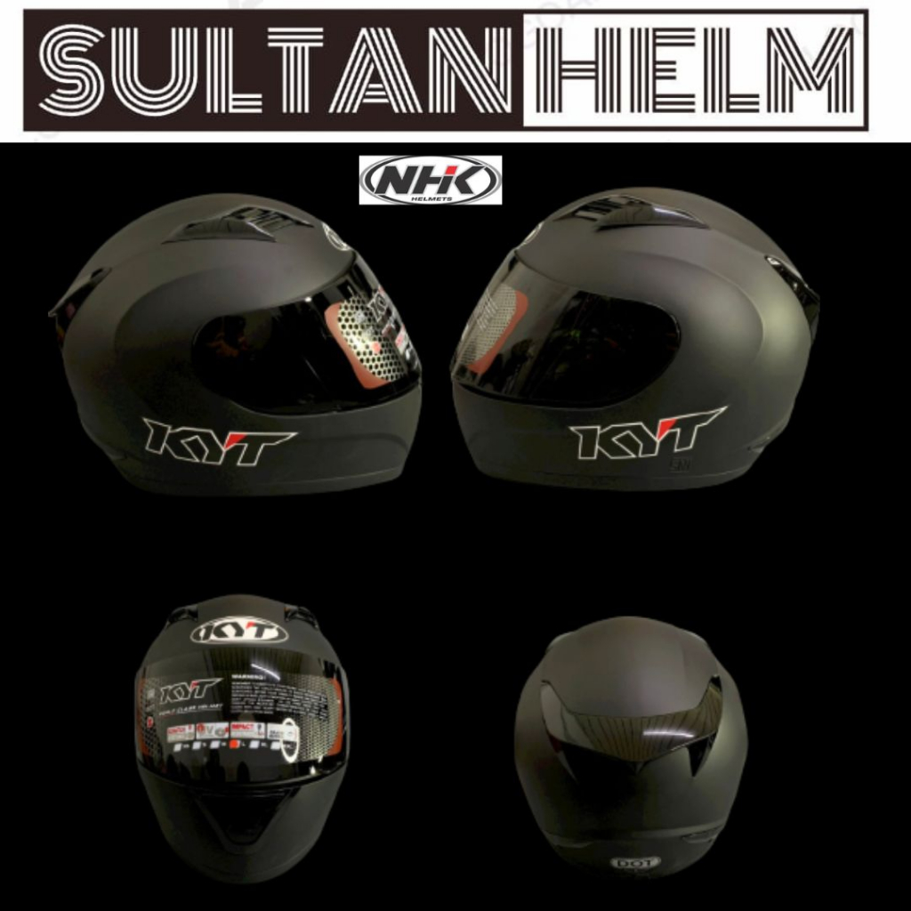 Jual HELM FULL FACE KYT R10 R-10 SOLID BLACK DOFF HELM KYT ORI SNI ...