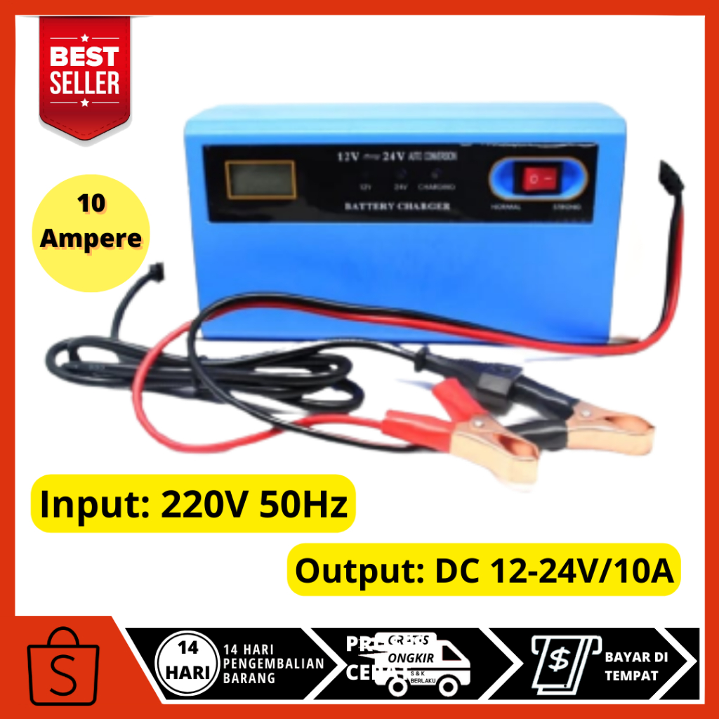 Jual Aki Mobil Motor 10A Casan Charger Accu 12Volt 24Volt 12V 24V Kering Basah Carger Aki 12v ...
