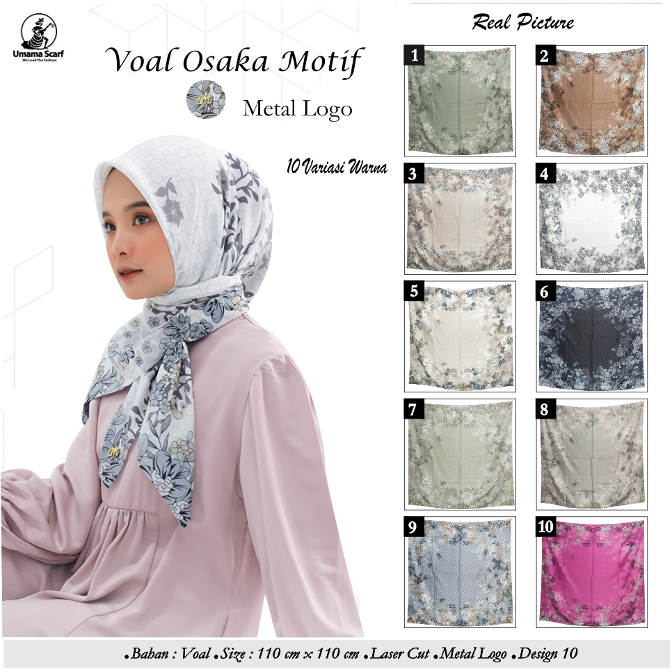 Jual Jilbab Segi Empat Premium Voal Osaka Design 10 Metal Logo by Umama ...