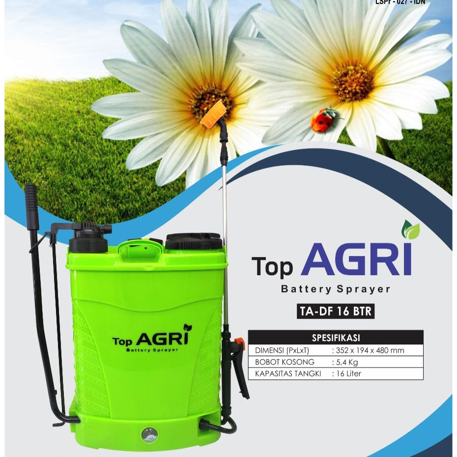Jual Alat Semprot Hama 16 LITER / Tanaman / Sprayer Elektrik Baterai TOP AGRI 16 L / Knapsack ...