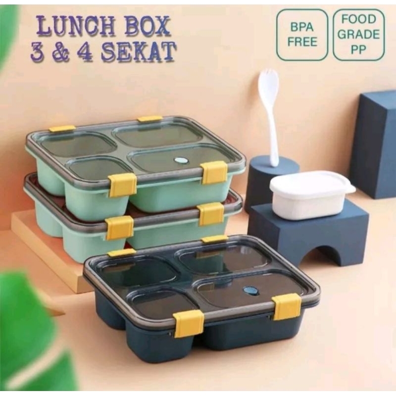 Jual Lunch Box Kotak Bekal Bersekat BPA Free Anti Bocor Kotak Makan | Shopee Indonesia