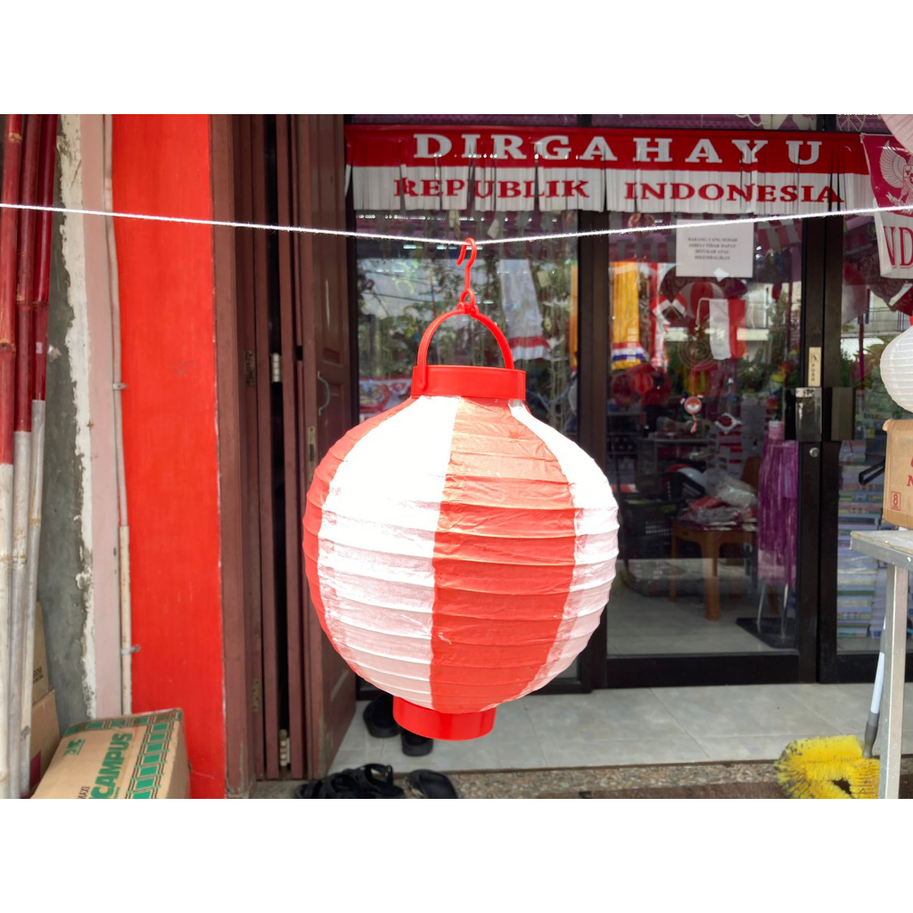Jual LAMPION MERAH PUTIH KERTAS PLUS LAMPU DEKORASI DIRGAHAYU HUT RI ...