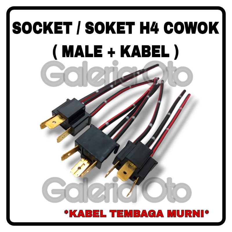 Jual Socket / Soket Lampu H4 COWOK ( MALE ) Kabel - Sealbeam H4 Lampu ...