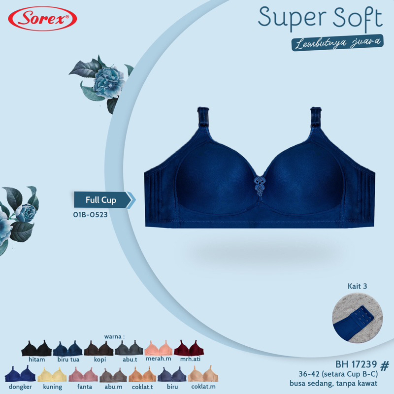 Jual Bra BH Sorex 17239 Super Soft Tanpa Kawat Busa Tipis (Cup B) | Shopee Indonesia