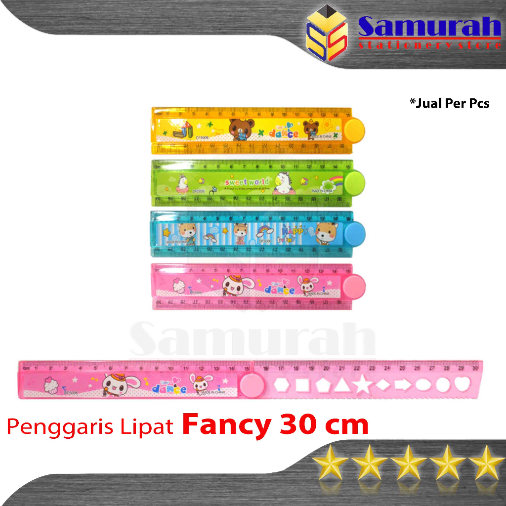 Jual Penggaris Lipat 30 cm Motif Lucu / Glass Ruler Fancy 1 Pcs ...