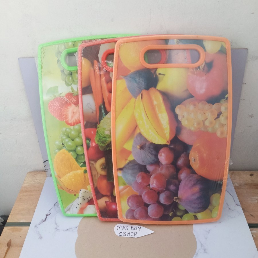 Jual Talenan Plastik Tebal Gambar Buah 3D / Talenan Ukuran Kecil Anti ...