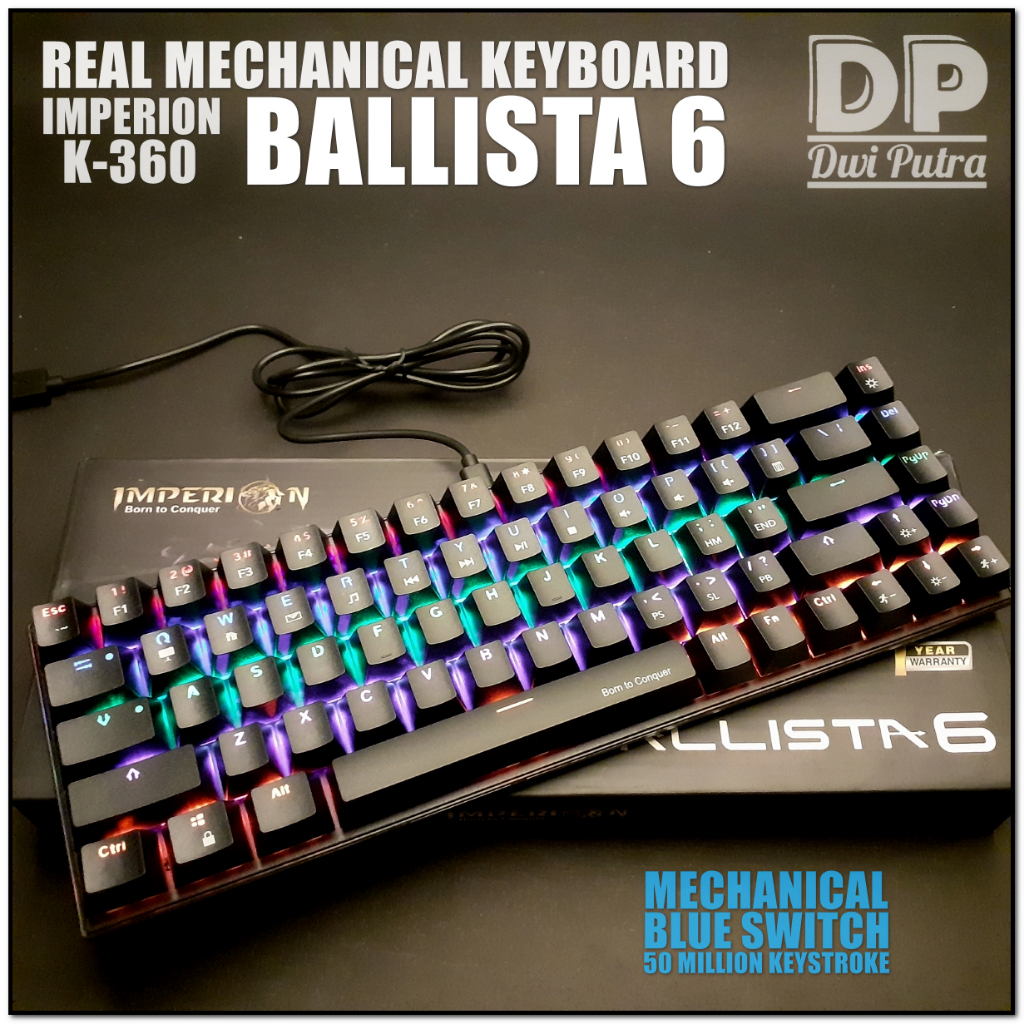 Jual KEYBOARD IMPERION BALLISTA 6 K-360 MECHANICAL // MINIMALIST TKL 68 KEYS GAMING OFFICE ...