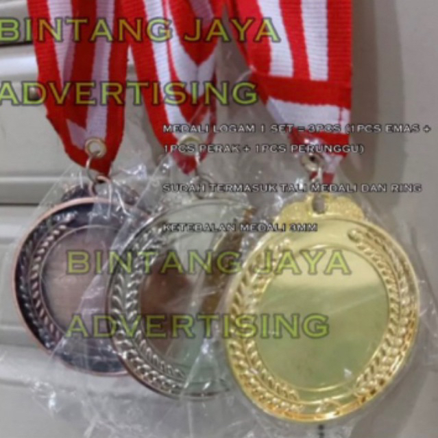 Jual Medali Logam Emas (Gold) Perak (Silver) Perunggu Satuan Plus Tali ...