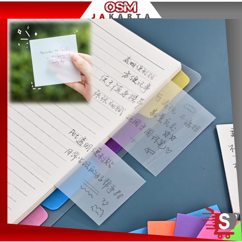 Jual OSM JKT S5881 Sticky Note Transparan Tahan Air Untuk Kantor ...