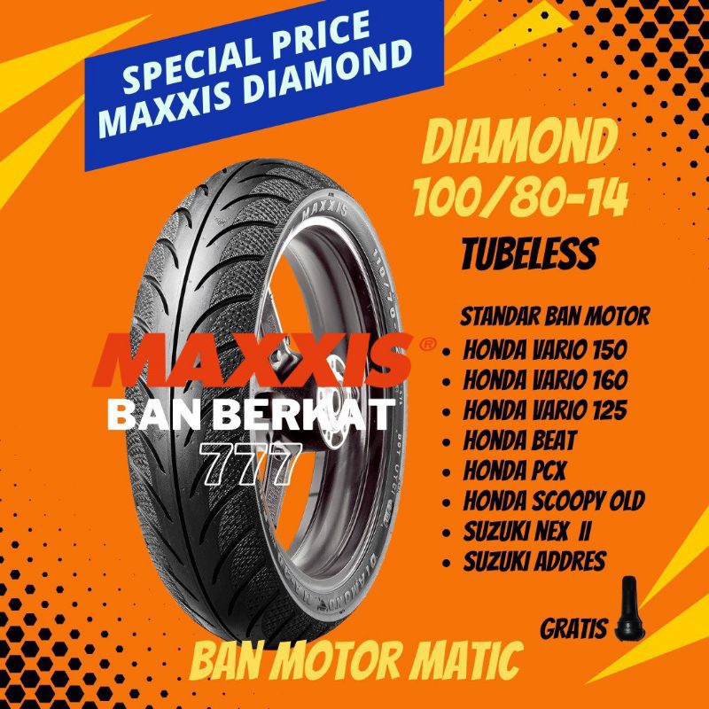 Jual Ban Motor Matic MAXXIS DIAMOND MA3DN 100 80 Ring 14 Tubeless ...