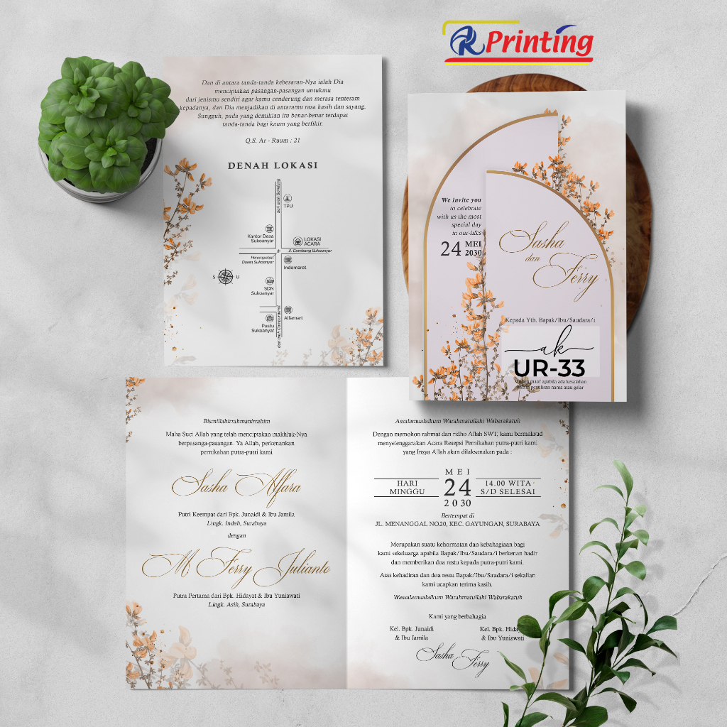 Jual Undangan Pernikahan Murah unik elegan Rustik Rustic Bunga COD ...