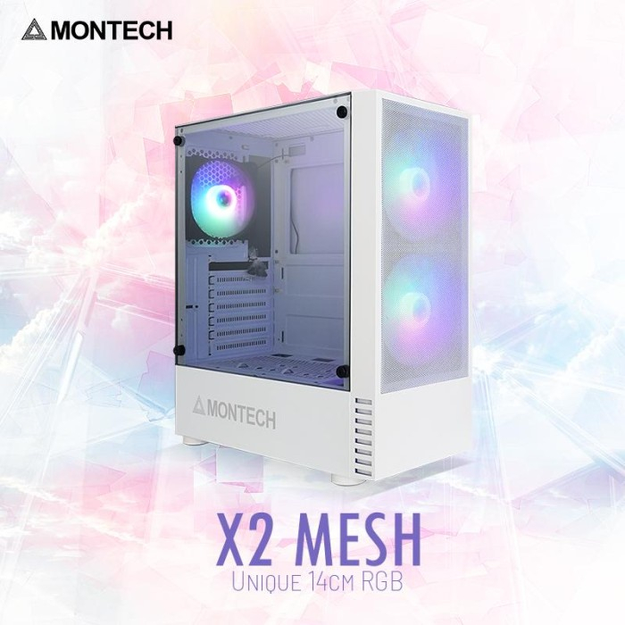 Jual Montech X2 Mesh White RGB - Tempered Glass ATX Gaming Case ...
