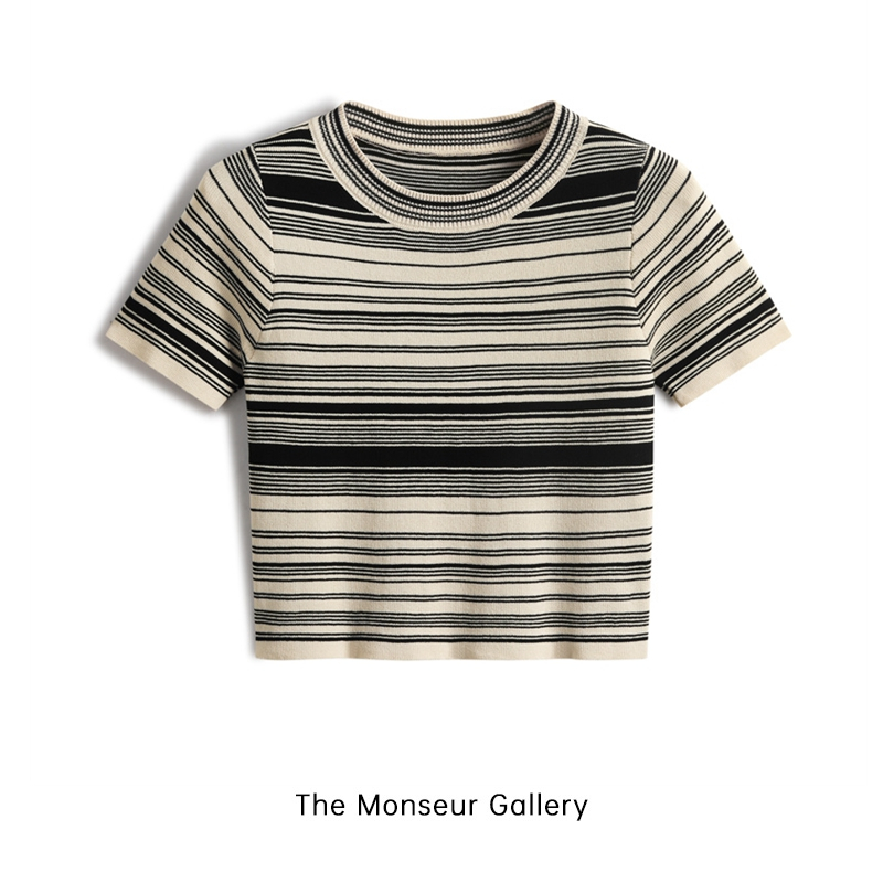 Jual The Monseur Gallery Kaos Rajut Wanita Knit Crop Top Stripe ... Jual The Monseur Gallery Kaos Rajut Wanita Knit Crop Top Stripe ...