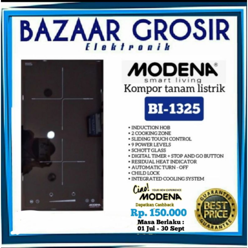 Jual MODENA KOMPOR LISTRIK TANAM INDUKSI BI 1325 / BI1325 - 2 TUNGKU ...