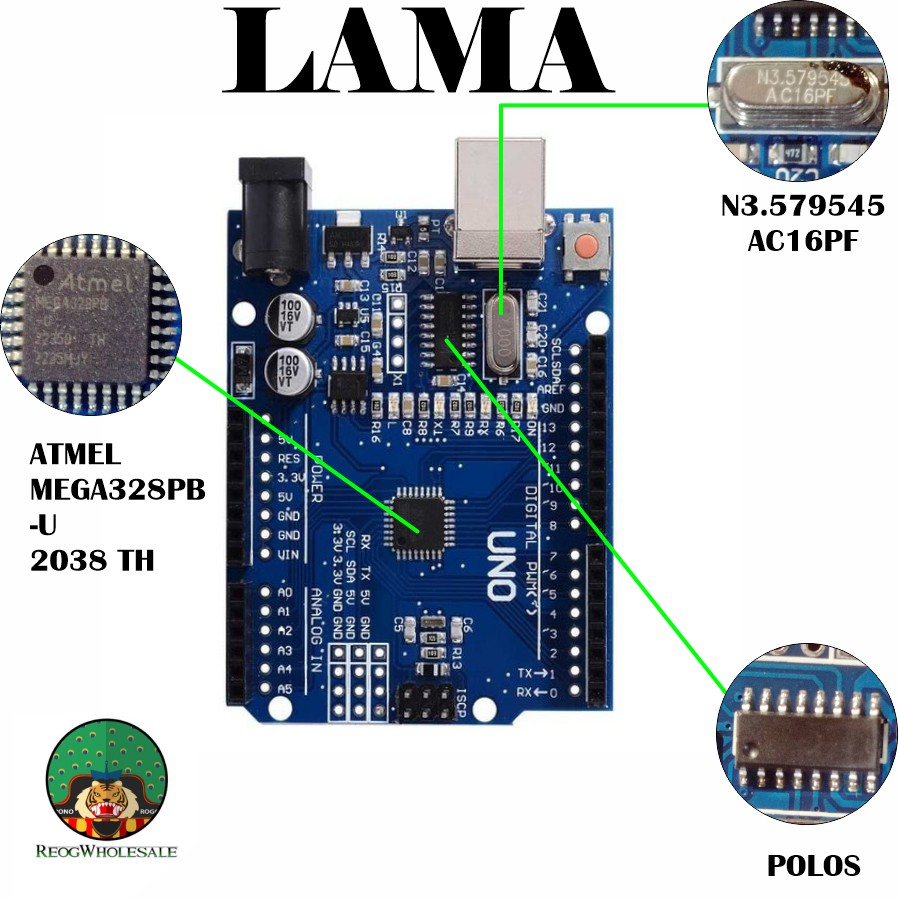 Jual UNO R3 SMD ATMEGA328P COMPATIBLE BOARD + USB CABLE | Shopee Indonesia
