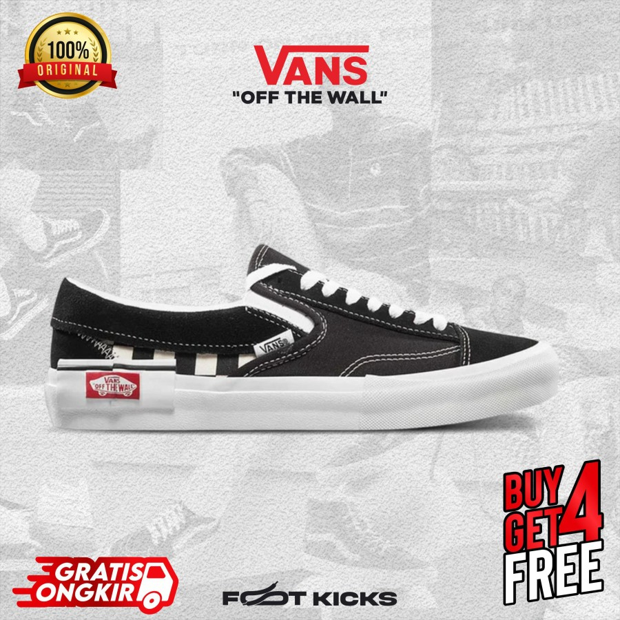 Jual Vans Slip On Cut And Paste Black White Original Sepatu Vans Cut ...